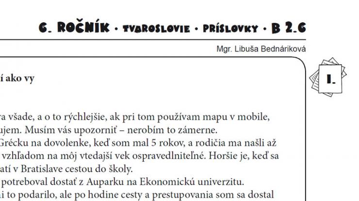 6. ročník • TVAROSLOVIE • PRÍSLOVKY | Školský portál